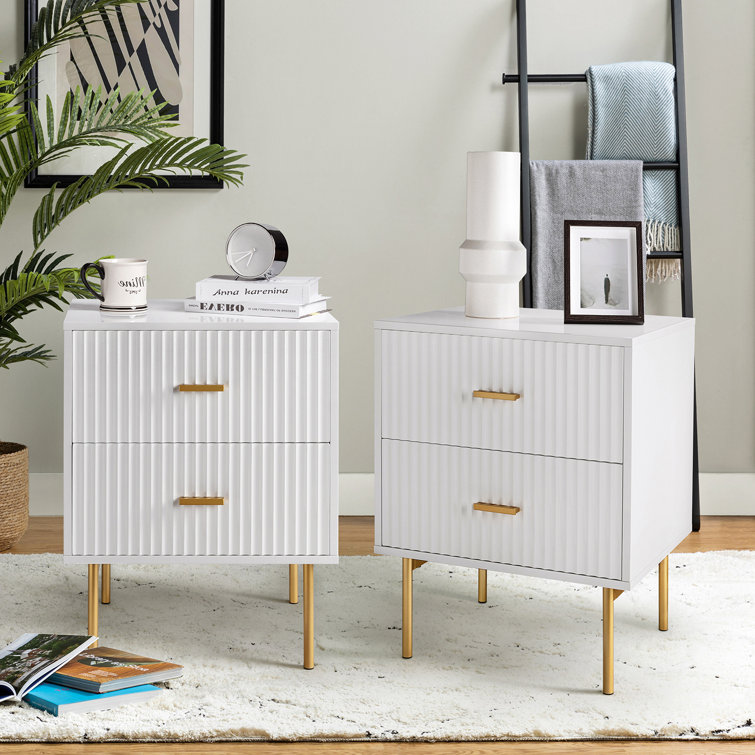 Wade Logan Alexandera 25.2 Tall 2 Drawer Nightstand Set of 2 Reviews Wayfair